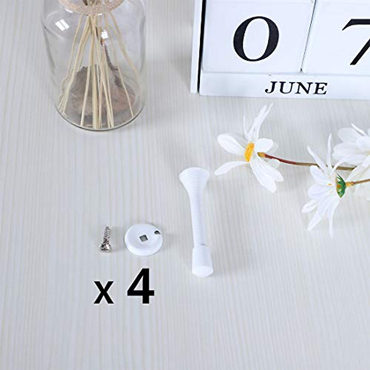 uxcell Door Stopper, 4 Pack Door Stop Wall, Rust Resistant, Noise Cancellation, 3" Spring Door Stoppers, Protect Doors White