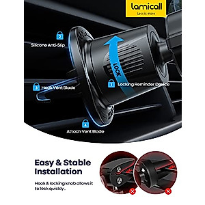 Lamicall Phone Mount for Car, [One Touch Auto Clamping] Car Cell Phone Holder Mount Dashboard Windshield Vent for iPhone 14 13 12 Pro Max, Samsung Galaxy S22 All Phones