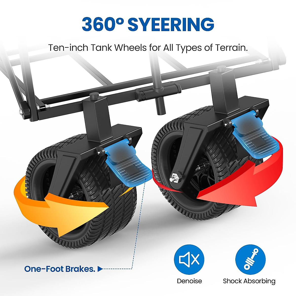 OFFBAIKU Collapsible Folding Wagon with 330lbs Weight Capacity Wagon Cart Heavy Duty Foldable with Big All-Terrain Wheels Beach Wagon Utility for Beach,Sand,Camping,Black