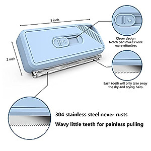 Self Cleaning Slicker Brush for Dogs and Cats, Portable Pet Grooming Dematting Brush, Shedding Undercoat and Grooming Dog & Cat Brush for Grooming Long & Short Hair, Loose Fur, Tangled Hair(Sierra Blue)