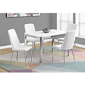 Monarch Specialties I 2 Piece Dining CHAIR-2PCS Leather-Look/Chrome, 18"L x 16.5"D x 37"H, White