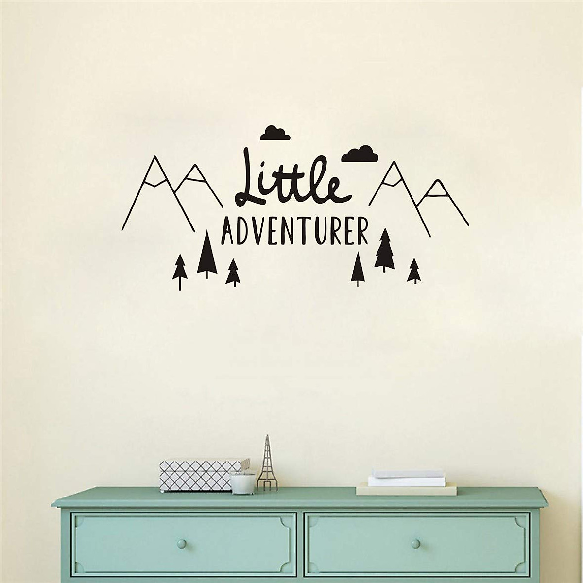 The Tribal Mountain Little Adventure Wall Sticker Art Travel Adventures Mountains Wall Decal for Kids Room Nursery Room Bedroom Wall Art Murals Removable Boys Wall Poster QQ198 (57X27CM)