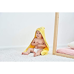 HIPHOP PANDA Bamboo Baby Washcloths, 6 Pack and Baby Hooded Towel, Yellow Duck, 30 x 30 Inch