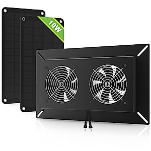 20W Solar Powered Dual Metal Shell Exhaust Fan Kit Waterproof and Plug & Play for Chicken Coops, Greenhouses, Sheds, Pet Houses, and Windows1