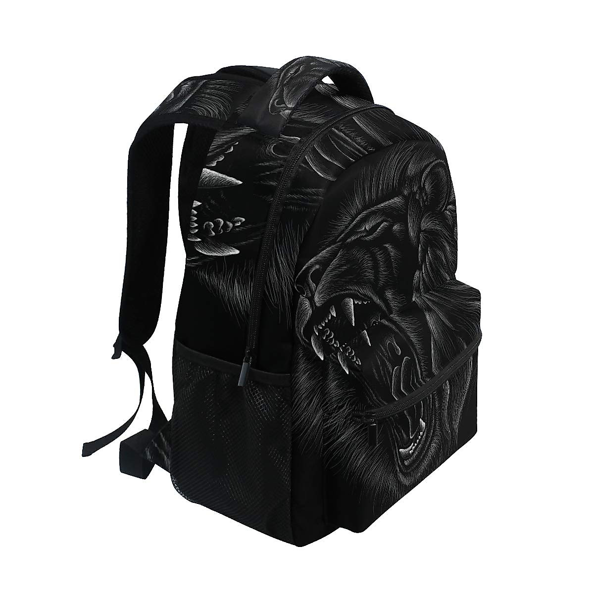 ALAZA Hand Drawn Black Lion Roaring Large Backpack Laptop iPad Tablet Travel School Bag w/Multiple Pockets for Men Women College
