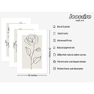 Botanical Wall Art Neutral Wall Art Prints Boho Botanical Line Art Decor Beige Rustic Plant Canavs Prints Minimalist Modern Botanical Pictures for Living Room Bedroom Frarmhouse 16x24x3 Inch Unframed