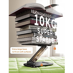 LISEN Tablet Stand for iPad Stand Holder Desk, Foldable iPad Pro Holder Portable Monitor Stand Travel Accessories, Office Desk Accessories for Kitchen 2024 iPad Mini 7 Kindle iPhone 4-15.9" Black