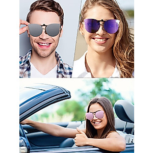 Frienda 3 Pairs Polarized Clip On Sunglasses Cat Eye Flip Up Lens Sunglasses Lightweight Metal Clip Rimless Sunglasses Stylish Clip-on Glasses for Women