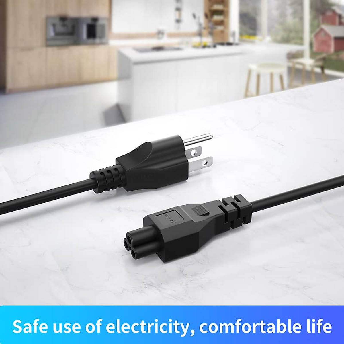 6FT Long TV Power Cord, 3 Prong Mickey Mous AC Power Cord Replacement for LG LED LCD Smart 1080p HDTV 32LB5600 42LB5600 55LB5900, Epson Printer Power Cable (IEC-60320 C5 to NEMA 5-15P), 1Pack