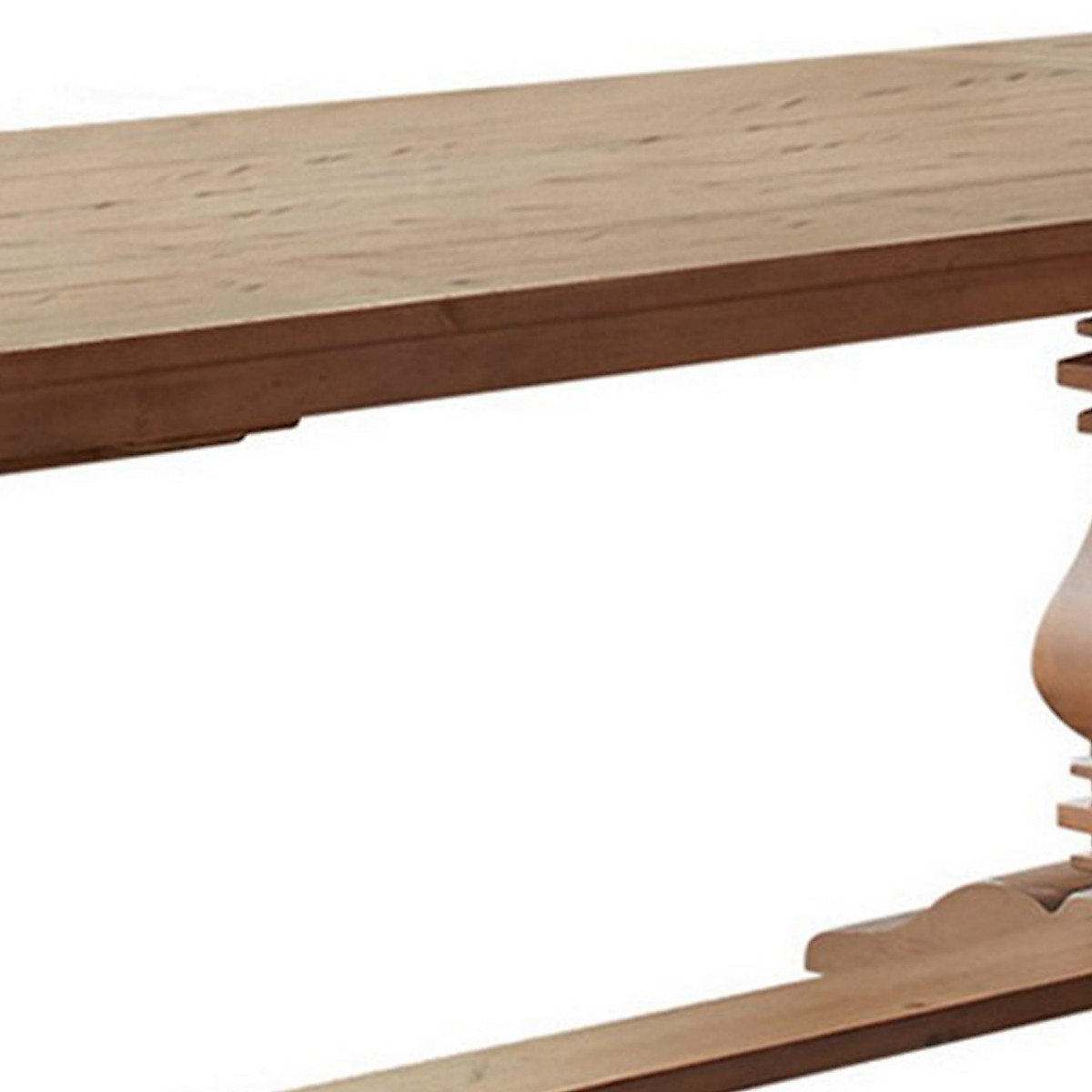 Benjara Som 94-126 Inch Dining Table, 2 Draw Leaf Extension, Pedestal, Brown Wood