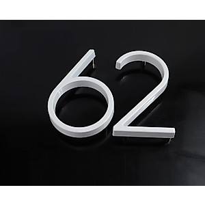 White Mailbox Numbers for Outside - 5 Inch Modern Floating House Numbers for Outside, Creats Attractive Interesting Shadows, High Gloss Number 6