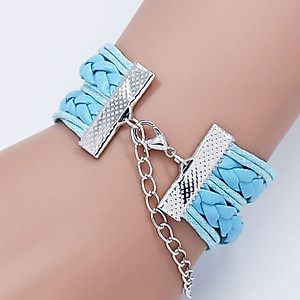 DEZHAN Anime Cartoon Bracelet Charm, Corlorful Blue Leather Metal Family Bracelet for Women and Men