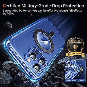 JUESHITUO for iPhone 13 Pro Max Phone Case with Magnetic Stand, [Mil-Grade Shockproof Protection] [Compatible with MagSafe] [Elf-Eye Design] Shockproof Phone Case for iPhone 13 Pro Max, Blue