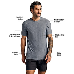 True Classic Workout Shirts for Men - Moisture-Wicking Dry-Fit Gym Shirts Men – Lightweight Athletic Shirts, Quick-Dry Polyester Mens Workout Shirts, Pack of 1, Heather Navy, XL