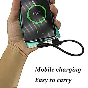 HCFeng Double Elbow Type C Cable Right Angle Nylon Braided USB 2.0A to USB C Cable Type C 90°to USB A 90°Left Elbow Fast Charging Cable Compatible with Type-C Port Device [2Pack/0.6ft]