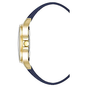 Amazon Essentials Men's Easy to Read Strap Watch, Gold Tone and Navy Strap