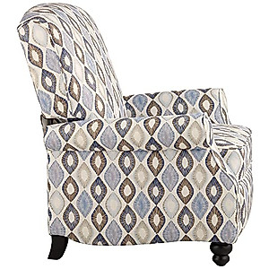 Elm Lane Blue Diamond Recliner Chair Modern Armchair Comfortable Push Manual Reclining Footrest Upholstered for Bedroom Living Room Reading Home Relax Office Napping