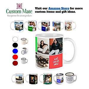 Custom Mate Custom Coffee Mug Personalized with Photos, Images, and Text (Classic 3 Photo with Text) White Black COFMUGWH11 0