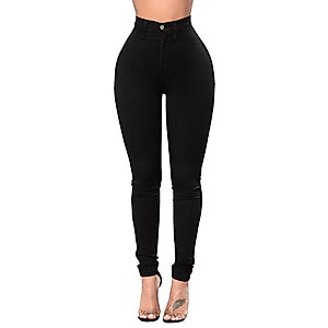 FISCLOSIN Women Colombian Design,Butt Lift,Sexy Skinny Jeans,Stretch Denim Pants,Black,Large