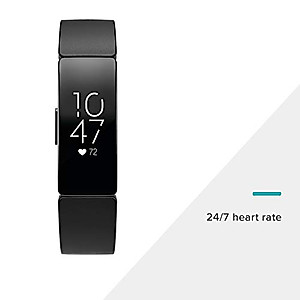 Fitbit Inspire HR Heart Rate and Fitness Tracker, One Size (S and L Bands Included), 1 Count