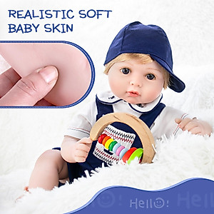 Aori Reborn Baby Dolls 22 inch Realistic Newborn Baby Boy Doll Lifelike Weighted with Feeding Toy Set