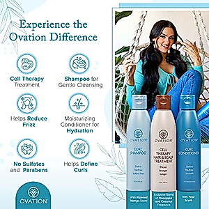 Ovation Hair Curl Cell Therapy 6 oz System - Curl Shampoo and Conditioner, Cell Therapy Hair & Scalp Treatment - Hair Treatment Set for For Shinier, Softer, More Defined Waves or Curls