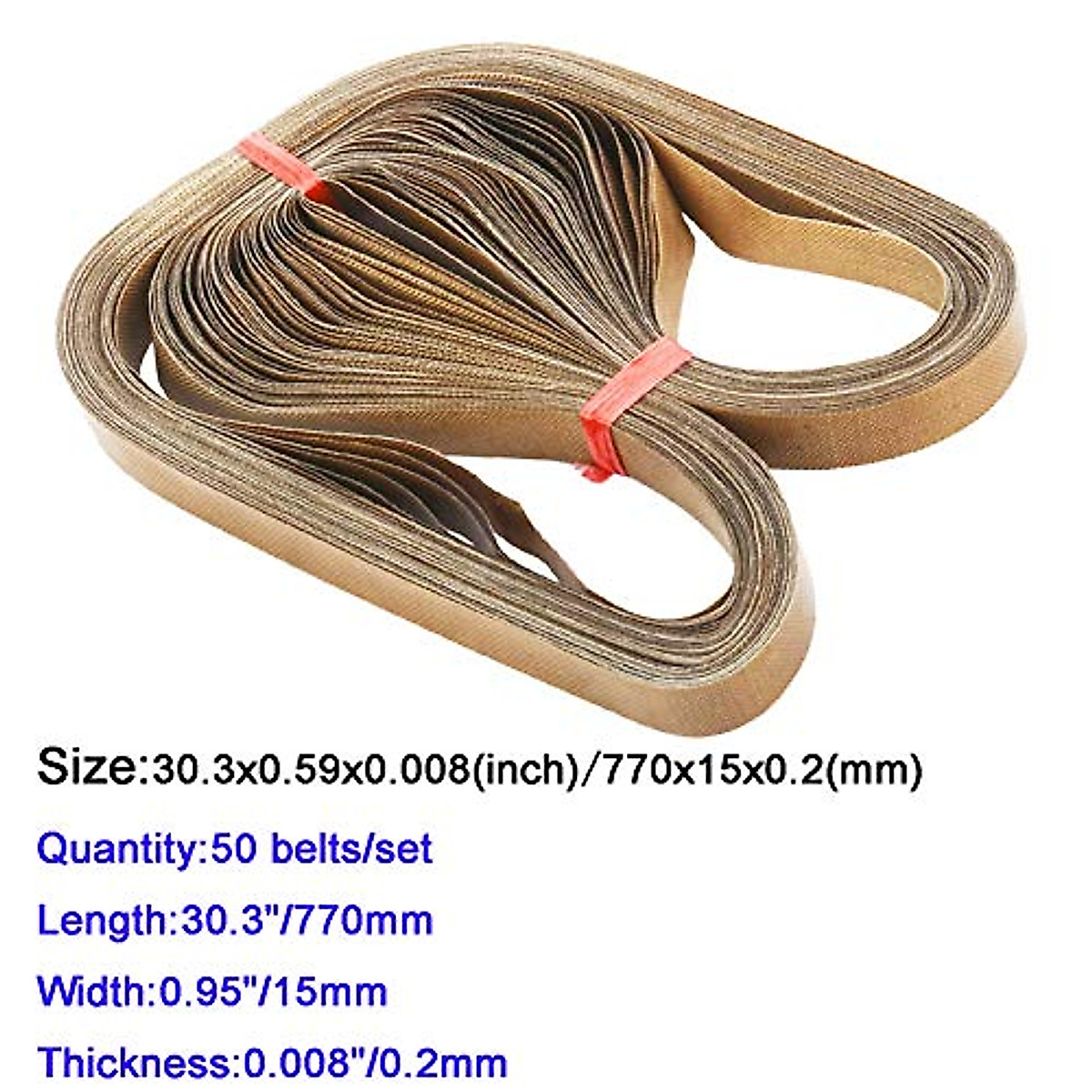 Egofoy 50pcs Band Sealer Belts for FR-770 Continuous Band Sealer,PTFE Teflon Tape for Automatic Horizontal Sealing Machine(30.3x0.59inch)