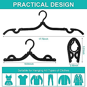 12 PCS Travel Hangers,Portable Folding Clothes Hangers,Black Foldable Hangers Lightweight Travel Accessories,Non-Slip Folding Hangers for Clothes,Foldable Clothes Drying Rack for Travel and Home