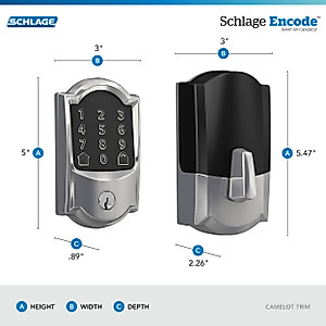 Schlage Encode Smart WiFi Deadbolt with Camelot Trim In Bright Chrome