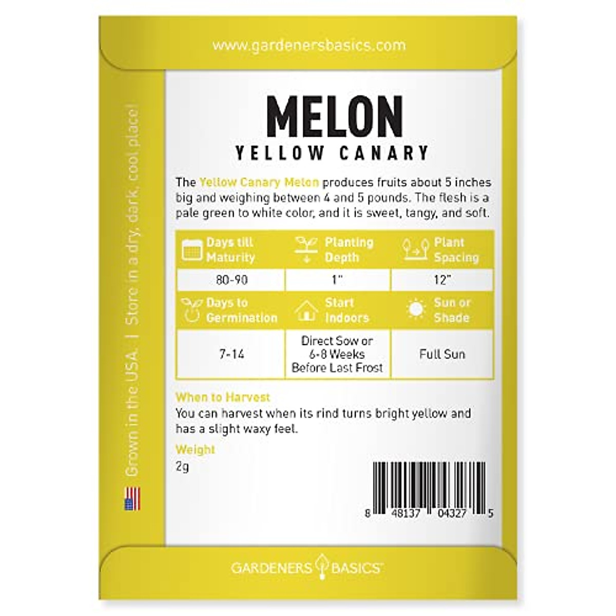 Yellow Canary Melon Seeds for Planting Heirloom, Non-GMO Vegetable Variety- 2 Grams Seed Great for Summer Melon Gardens by Gardeners Basics