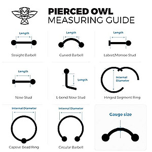 Pierced Owl 316L Stainless Steel 12-00GA Large Gauge Internally Threaded Curved Barbell (6GA / 12mm Length / 6mm Ball Size)