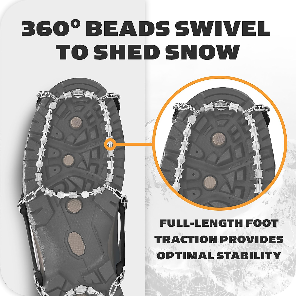 Yaktrax Diamond Grip All-Surface Traction Cleats for Walking on Ice and Snow (1 Pair), Large , Black