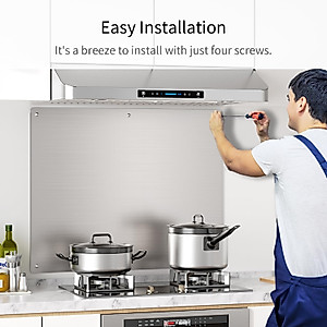 IKTCH 24 x 30 Inch Stainless Steel Backsplash, Stove Backsplash Protector for Wall, Range Hood Wall Shield, Pre Drilled Holes for Easy Installation