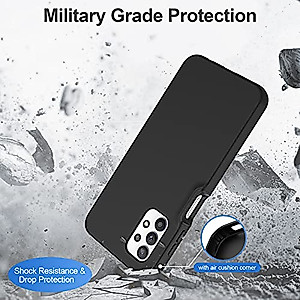 for Samsung Galaxy A32 5G Case with Built-in Screen Protector, Full Body Protection Shockproof Cover Case, [Rugged PC Front Bumper + Soft TPU Back Cover] Armor Protective Phone Case (Black)