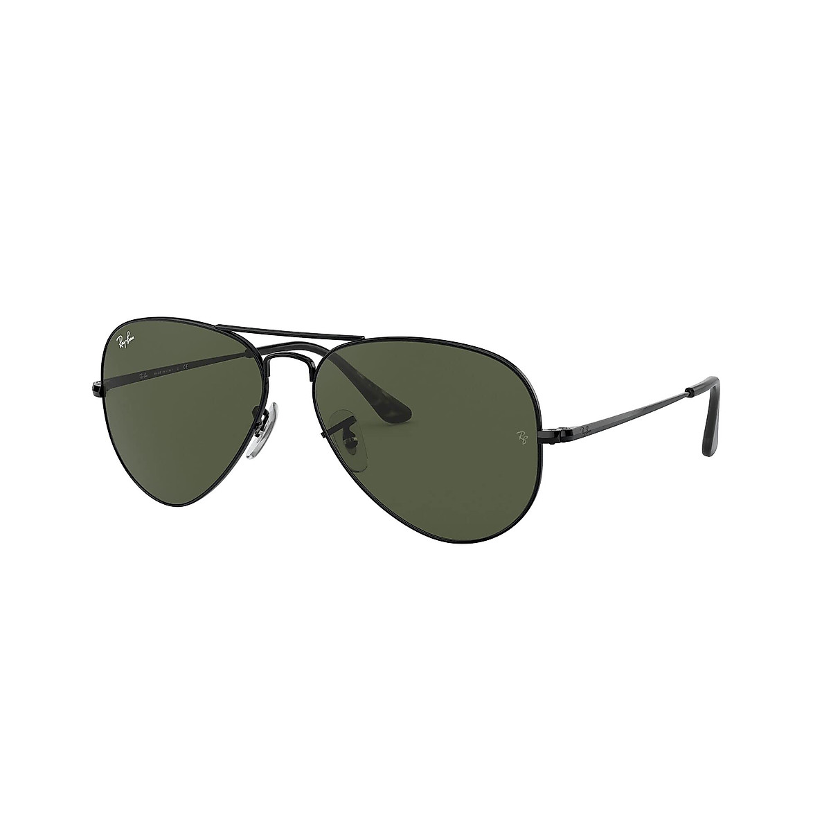 Ray-Ban RB3689 Aviator Metal II Sunglasses, Black/G-15 Green, 62 mm