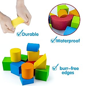 UNIH Foam Building Blocks for Toddlers 1-3, Soft Stacking Toys for 1 2 3 4 Year Old Boys Girls, Kids Stackable Block Set (94 pcs)