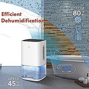 LEEL Dehumidifier, Upgraded 1200ml (42oz) Portable Ultra Quiet Dehumidifier, 6H/12H Timer Off Small Dehumidifier for 2300 Cubic Feet (270 sq ft) Home Basement Bedroom Bathroom Closet RV Camper