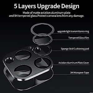 WSKEN for iPhone 14 Pro/iPhone 14 Pro Max Camera Lens Protector,Matte Alloy Metal Glass Camera Screen Protector Scratch Resistant Cover Accessories 2022, Black