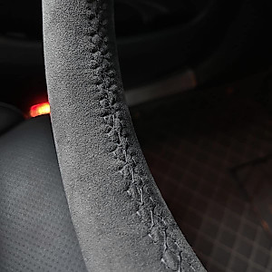 MEWANT Hand Sewn Dark Gray Steering Wheel Cover for Mercedes Benz A180 A200 B180 B200 C180 C200 C260 C300 E200 E300 CLS260 CLS300 GLC260 GLC300 GLE300 GLE320