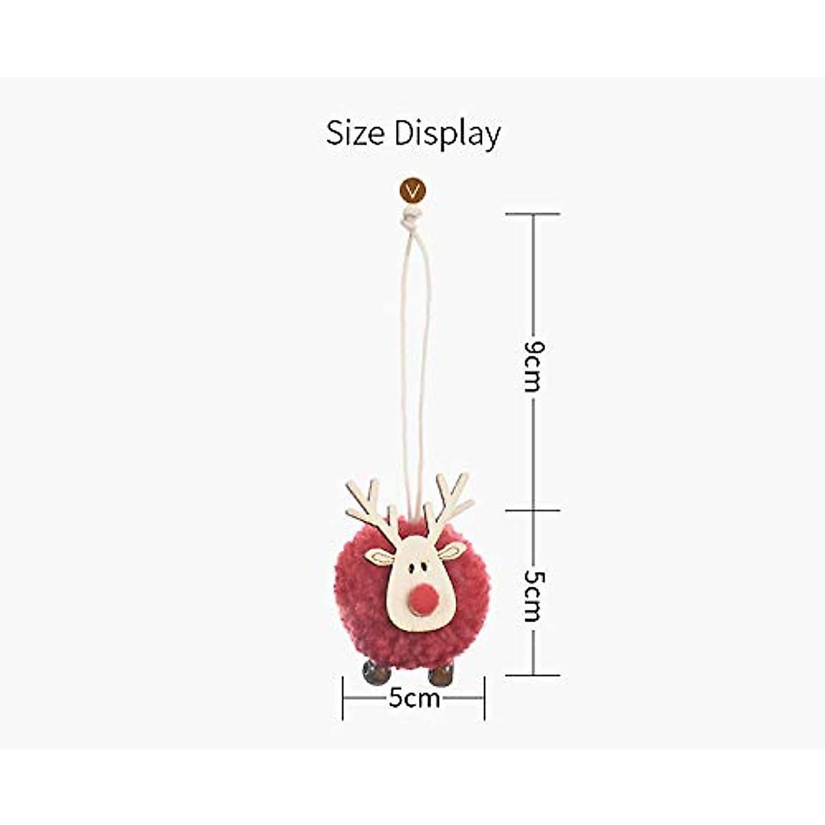 PartyYeah 24Pcs Christmas Cute Wool Felt Wooden Elk Antler Pendants Christmas Tree Decorations Cute Deer Craft Ornament for Christmas 2022 New Year Home Decor