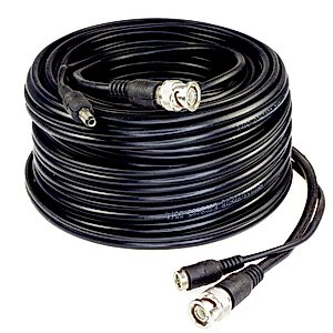 Five Star Cable RG59 Siamese Combo Cable Patch RG59 Video + 18/2 Power for TVI, CVI, AHD and HD-SDI CCTV Camera System with BNC connectors and 2.1mm Power Jack (100 Ft, Black)