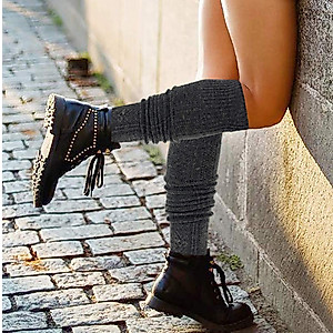 SUMONA 6 pairs Women Wool Cable Knit Knee High/Thigh High/Crew Winter Boot Socks 9-11 (6 Pairs Over Knee High, 9-11)