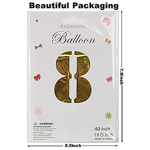 40 Inch Gold Number Foil Balloons With Detachable Gold Crown,Large Size Number 8 Mylar Helium Balloons For 8th Birthday Party Wedding Anniversary Celebration Decoration Supplies (8)