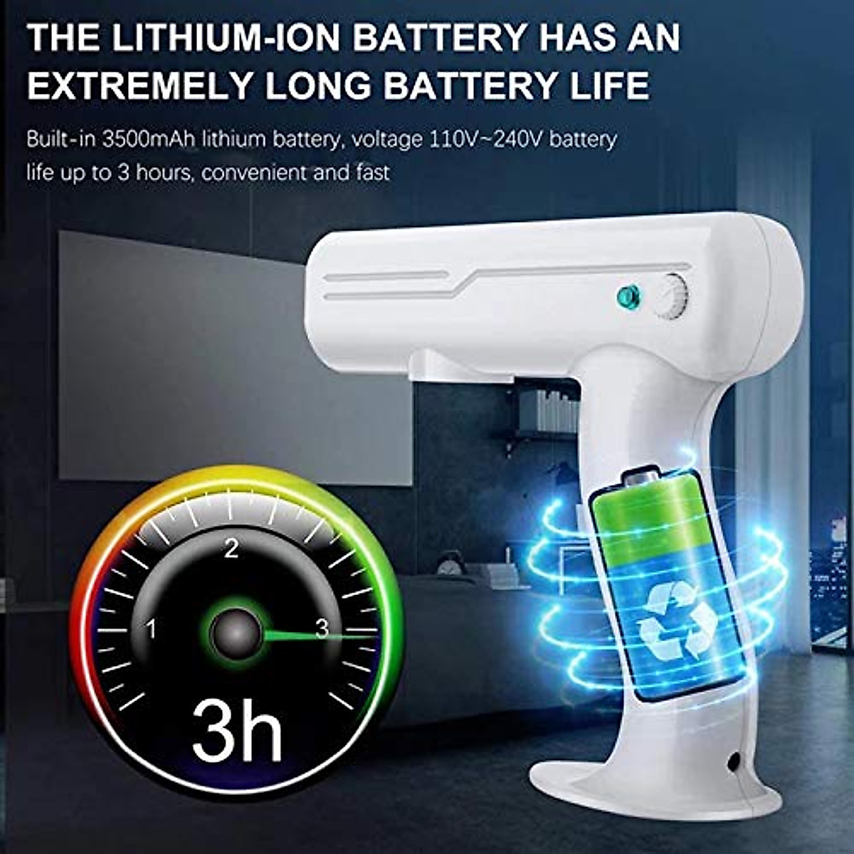 Handheld Cordless ULV Fogger Blue Light Steam Spray Sprayer Gun 800ML Charging Fogger Steam Gun Face Mist Sprayer Gun