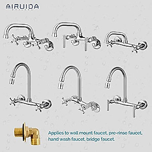 Airuida Installation kit for Wall Mount Commercial Sink Faucets Connector Set Stainless Steel Commercial Kitchen Prep Utility Sink G1/2" Male 90 Degree