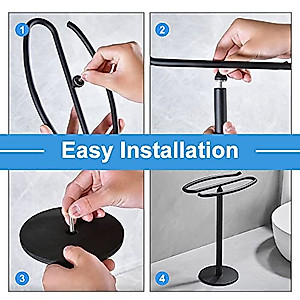 Bathroom Hand Towel Holder Stand, Heavy Duty Countertop Hand Towel Rack and Accessories Jewelry Stand, Freestanding Hand Towel Drying Rack for Bathroom Vanity Countertops,Matte Black