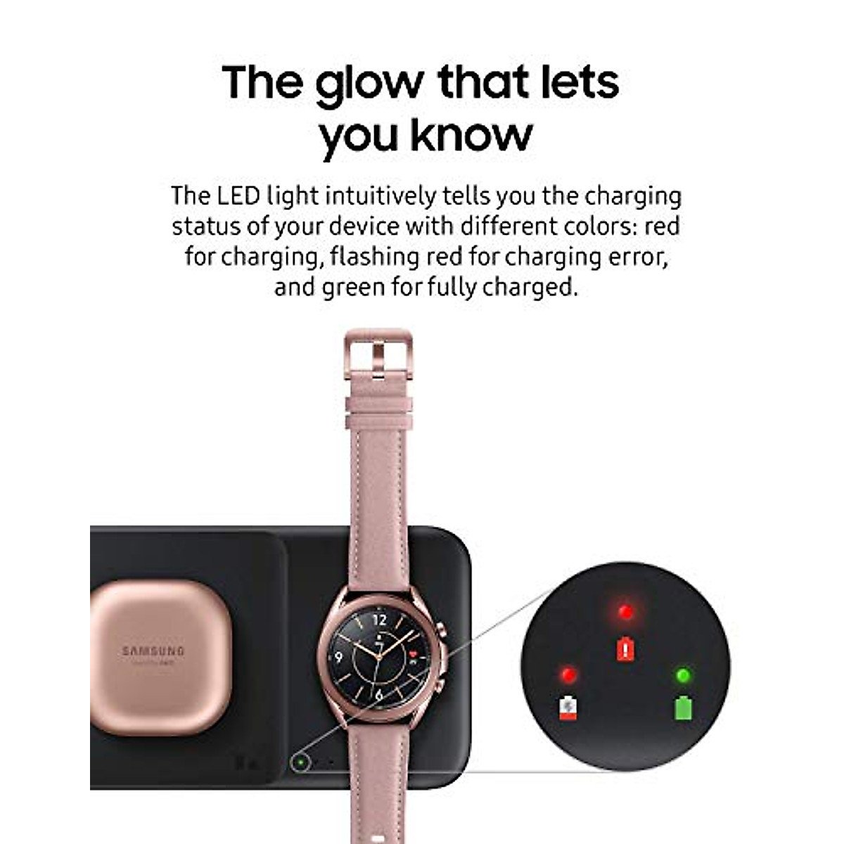 SAMSUNG Electronics Wireless Charger Trio, Qi Compatible - Charge up to 3 Devices at Once - for Galaxy Phones, Buds, Watches, and Apple iPhone Devices, Black (US Version)