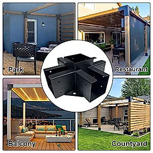 Wood Stand Kit with Steel Brackets 5-Way Right Angle Corner Bracket or 4x4(Inner Size 3.5"*3.5") Lumber with Screws Black Powder-Coated Steel Pergola/Gazebo Kit