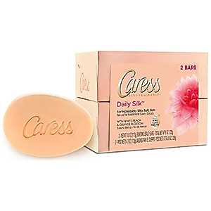 Caress Beauty Bar Soap For Women, Daily Silk With Silk Extract and Floral Oil Essence Moisturizing Body Soap for Silky, Soft Skin, 3.75 oz, 2 Bath Bars