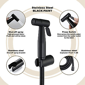 Black Toilet Bidet Sprayer Kit Set Hand Hold Stainless Steel for Bathroom Personal Cleanse Faucet (Color : D) (E)